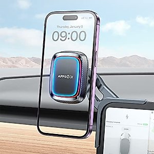 APPS2Car Magnetic Phone Mount for Tesla 3/Y, Tesla Phone Mount 【Flip Cover Design】【Double 3M Adhesive Pad】, Tesla Model 3/Y Accessories Strong Magnet Compatible with iPhone 14/13/12/Samsung All Phones