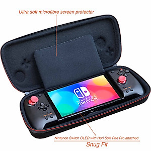 ButterFox Grip Carry Case for Hori Nintendo Switch Split Pad Pro Controller, Compatible with Nintendo Switch OLED Model- Red/Black