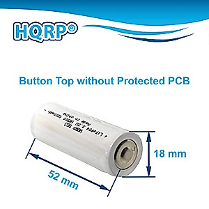 HQRP Battery 4-Pack 1200mAh IFR-18500 18500 3.2v LiFePO4 Lithium Phosphate compatible with Solar Garden Landscape Patio Light Spotlight Rechargeable Button Top without PCB 52mm