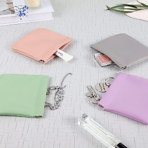 6Pcs Small Makeup Bag for Purse Pouchic Lambskin Pocket Cosmetic Bag Squeeze Top Waterproof Travel Makeup Bag No Zipper Portable Mini Makeup Pouch Self-Closing Colorful Pouch for Women Girls