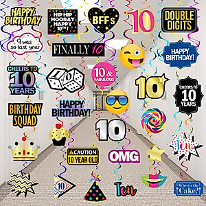10th Birthday Hanging Swirls - 31 Pieces - Funny 10th Birthday Party Supplies, Decorations, Gifts and Favors