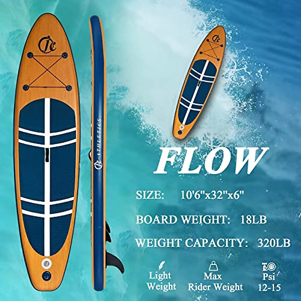Inflatable Stand Up Paddle Board (6 Inches Thick), ISUP Package W/Premium SUP Accessories & Backpack, Non-Slip Deck,Fins, Adjustable Paddle, Leash, Hand Pump,Standing Boat for Youth & Adult