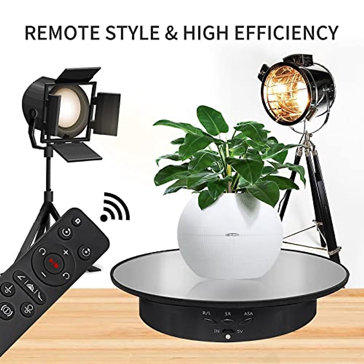ZLMONDEE Remote Spinning Rotating Display Stand ,Motorized Rotating Turntable Platform Lazy Susan with Mirror 7.87inch/17.6lb Load for Photography Products (Black)