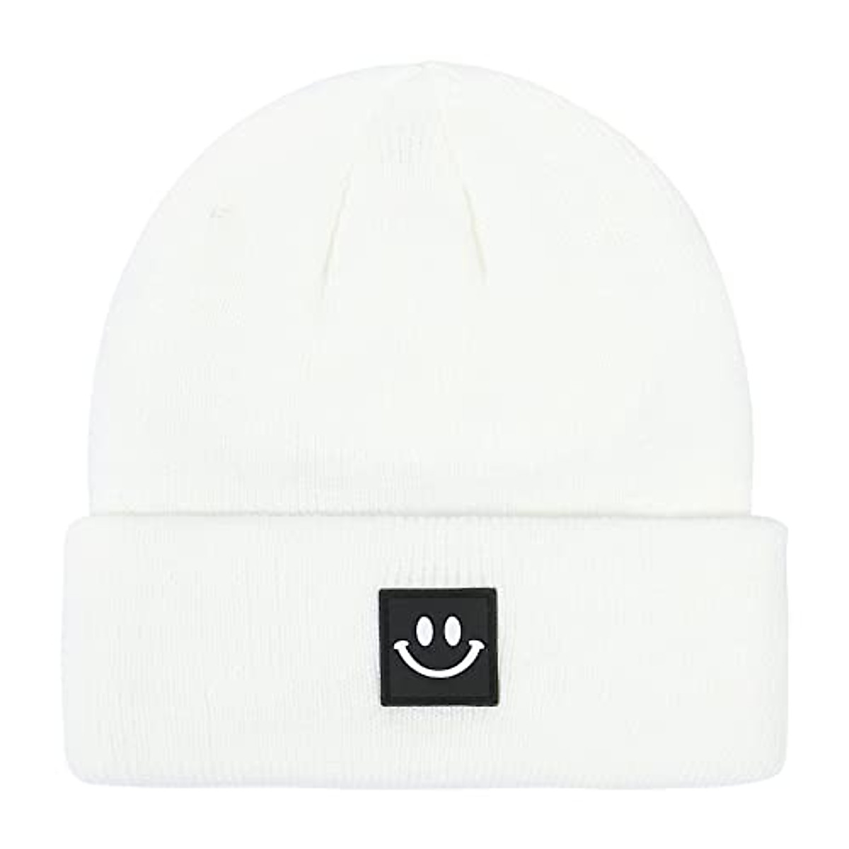 upeilxd Baby Winter Hat Soft Warm Knitted Beanie Hat with Cute Smile Face Beanie Cap for Toddler Boys Girls White