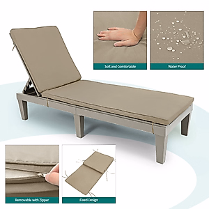 YITAHOME Patio Chaise Lounge Set of 2, Outdoor Chaise Lounge with Cushion & Adjustable Backrest for Backyard, Poolside, Lawn, Waterproof & Easy Assembly (Taupe)