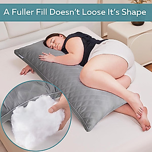 Oubonun Premium Adjustable Loft Quilted Body Pillows - Firm and Fluffy Pillow - Quality Plush Pillow - Down Alternative Pillow - Head Support Pillow - 21"x54"