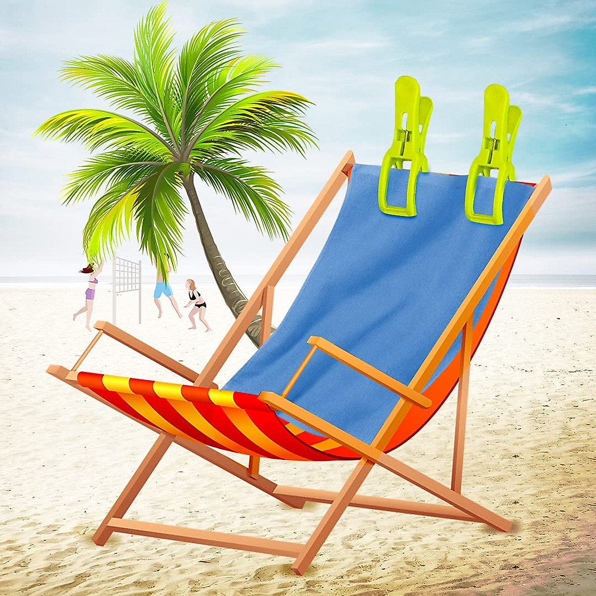 Beach Towel Clips for Beach Chairs Cruise Chairs,Towel Clips for Chairs,FULLINY 10 Pack Fort Clips Beach Chair Clips,Plastic Clips with Excellent Pinching Power to Keep Towels from Blowing Away