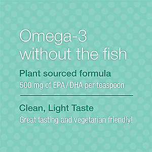 Nature's Way NutraVege Omega-3 Plant Based Liquid Supplement, Strawberry + Orange Flavored, 6.8 oz