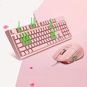 WuyUesun Gaming Keyboard and Mouse Set Optical Magnetic Mechanical Keyboard Mouse USB Headset, Pink