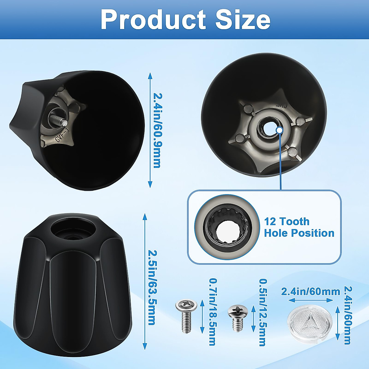 UCDETD Metal Shower Knobs 3 Piece Replacement, Compatible with Price Pfister Verve and Bathtub Shower Faucet Handle, Shower Knobs Include Hot/Cold/Diverter and 3 Screws (Matte Black)