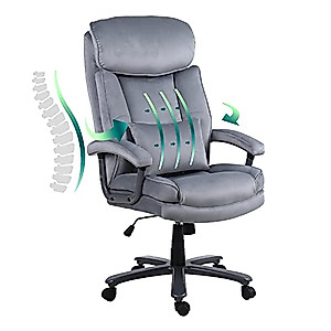 Dreamsir Ergonomic High Back Executive Office Chair 400lbs, Adjustable Height Rocking Swivel Computer Desk Chair for Heavy Tall People, Thick Padding Headrest and Armrest (Gray)