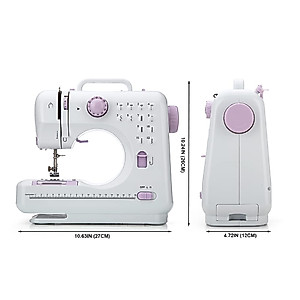Mini Sewing Machine by Kalatic (Including Extension Table and Sewing Supplies Set) - Small Electric Overlock Sewing Machines with 2 Speed 12 Built-in Stitch Patterns KT-005-A17