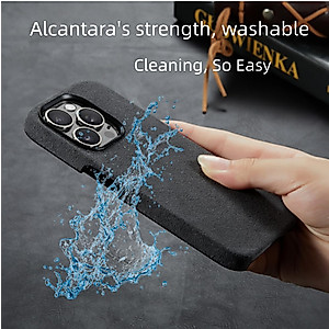 TYXDKJ Alcantara Case for iPhone 15 Pro Max, Handmade Half-Wrapped Synthetic Suede Cover, Compatible with Magsafe Wireless Charging (Black)