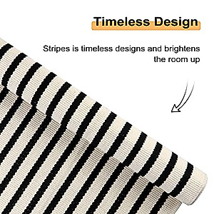 Black/White Striped Outdoor Rug 2' x 3', KIMODE Cotton Hand Woven Welcome Entryway Doormat, Washable Front Door Mats for Porch/Kitchen/Farmhouse