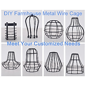 EFINEHOME Set of 2 Industrial Vintage Rustic Bulb Covers| DIY Farmhouse Metal Wire Cage for Hanging Pendant Lighting | Light Fixture Lamp Guard| Lampshade Replacement Accessories (Globe)