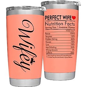 COCHIMO Christmas Gifts for Wife - Wife Gifts from Husband - Wifey Coffee Cup Tumbler 20 Oz - Wife Gifts Ideas For Valentines, Anniversary, Birthday, Mothers Day - Gifts for Her - Coral Pink
