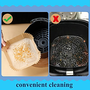 Air Fryer Disposable Paper, 100Pcs Parchment Paper Liners, Non-stick Cooking Paper, Oil Resistant, 6.3inch for 3-5Qt Air Fryer Baking Roasting Microwave (6.3IN-Square)