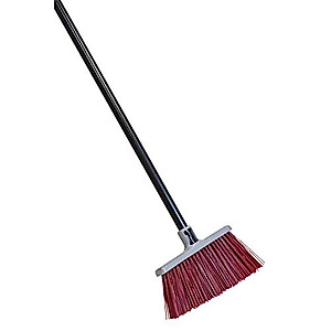 LAURALS Bulldozer Rough Surface Upright Broom, Handle 48-1/2-inch L, Red Bristle