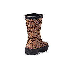 Hunter Little Kids Original First Classic Leopard Print Rain Boot, Rich Tan/Saddle/Black, 7