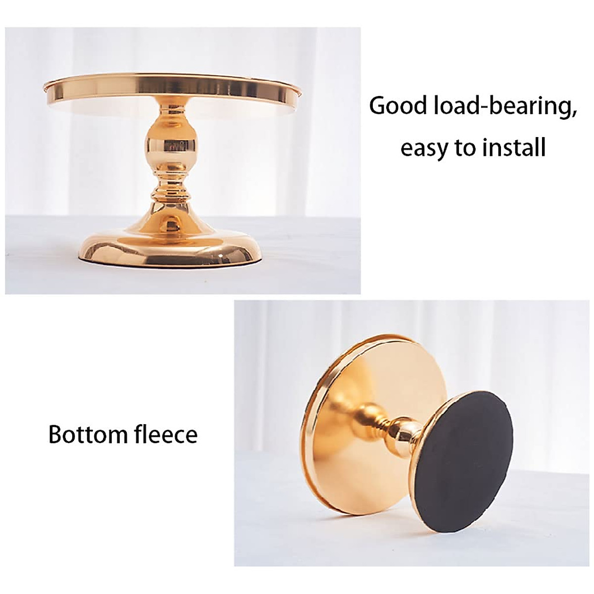 XENITE Dessert French Gold Cake Stand Set of 3 Metal Cupcake Holder Round Glass Top Gorgeous Dessert Display Stands Trays Set for Christmas Party Fruit Plate