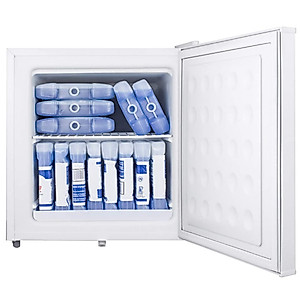 Summit AccuCold FS24L 19" Upright Freezer with 1.4 cu. ft. Capacity, Factory Installed Lock, Manual Defrost, Removable Shelf Removable Shelf and Adjustable Thermostat, in White