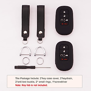 Koaudb Silicone Key Fob Cover Compatible with 2025 2024 2023 2022 Honda 5 Buttons Civic Accord Pilot CR-V HR-V Smart Car Rubber Key Shell Case Protector with Keychain 2 Pack (Hod-5R-BB)