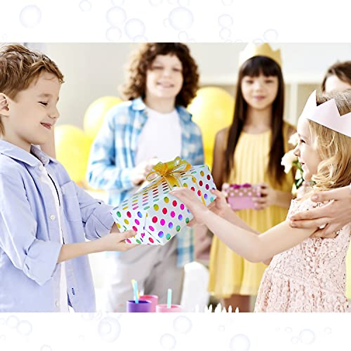 Gift Wrapping Paper Birthday, 6 Sheets Metallic Foil Wrapping Paper Set Colorful Gold Heart Dots Star Happy Birthday Wrapping Paper for Women Men, Gift Wrapping Paper for Any Occasions, 27x19 Inches