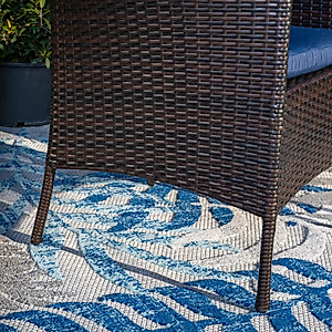 PHI VILLA Patio Wicker Chair Set of 2, Outdoor Modern PE Rattan Armchair with Removable Cushions for Deck, Porch, Balcony