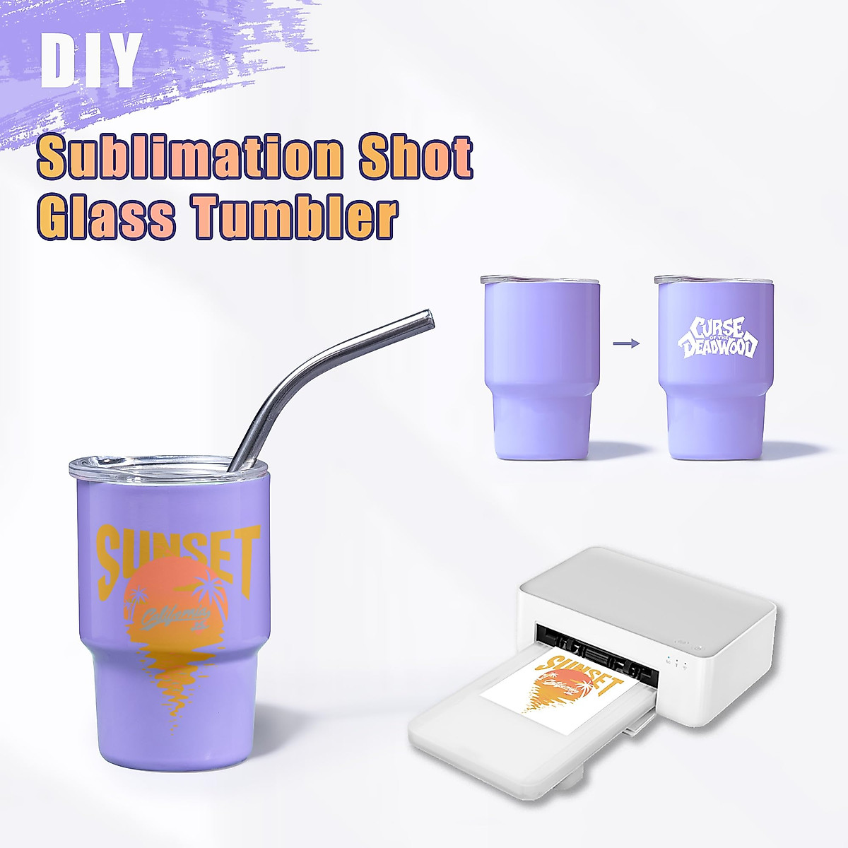 REFARICO 6 Pack 3oz Mini Tumbler Shot Glasses with Straw and Lid Stainless Steel Colored Sublimation Tumblers Double Wall Vacuum Insulated Cups for Party, Birthday's Day-Multicolor