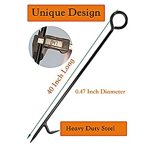 Fire Poker for Fireplace. 40 in Heavy Duty Fireplace Poker. Wrought Iron Steel Fire Pit Poker. Rust Resistant Black Finish Fire Poker for Fire Pit. Outdoor and Indoor Fireplace Fire Pit Tools