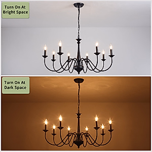 ZemSum Farmhouse Chandeliers for Dining Room Light Fixtures 8 Lights Black Chandeliers Light Fixture Ceiling Hanging Rustic Chandeliers for Living Room Bedroom Entryway