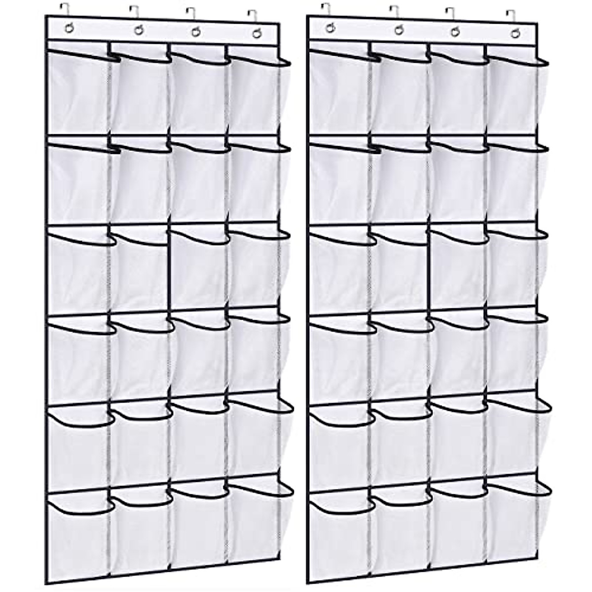 KIMBORA 2 Pack Over the Door Shoe Organizer 24 Large Mesh Pockets Hanging Shoe Holder Rack for Closet (white)