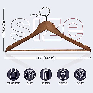 JDGOU Wooden Hangers 20 Pack Clothes Hangers Wood Hangers Walnut Smooth Finish Coat Hanger for Closet Heavy Duty Hangers for Clothes Dress Suit