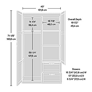 Sauder Miscellaneous Storage Wardrobe, L: 40.0" x W: 19.45" x H: 71.1", Reclaimed Pine Finish