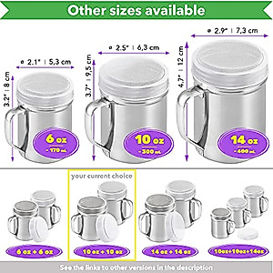 CUSINIUM Powdered Sugar Shaker Duster - With Handle - Cinnamon Shaker For Coffee Bar - Fine Mesh Dredge - 10 ounce, pack of 2 | Style: Fine