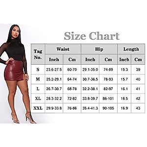 FEOYA Women Mini Faux Leather Skirt Zip Closure High Waisted Shape Vinyl Bodycon Latex Skirt Brown, Small