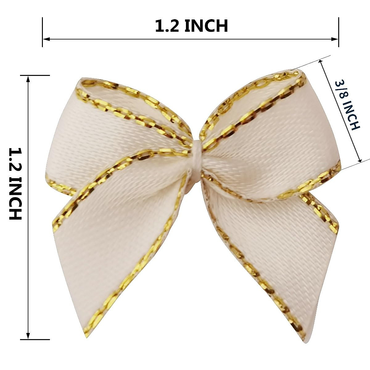 Micomon 50pcs 1.2-Inch Mini Ribbon Bows for Crafts Small Ivory Bows Christmas Decoration Embalishement Scrapbooking(Ivory)
