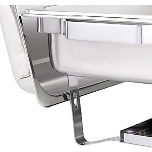 Oteymart Pack of 6 Chafing Dish Buffet Server Warming Tray Chafer Full Size Stainless Rectangular Dish Set Buffet Catering Party Events Utensils w/Fuel Holder Deep Food Pan