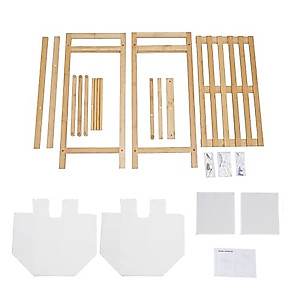 Fetcoi Bamboo Laundry Hamper Basket, 2 Sections Laundry Clothes Hamper Sorter with Removable Sliding Bag Shelf, Laundry Organizer and Storage Cabinet for Bathroom, 25.2 x12.99 x28.74in