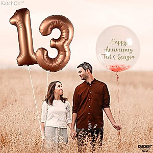 KatchOn, Coffee Brown 13 Balloon Numbers - 40 Inch | Giant, Number 13 Balloons for 13th Birthday Decorations for Girls | 13th Birthday Decorations for Boys | Official Teenager Birthday Decorations