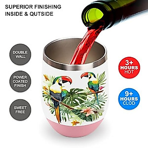 WYUSPGK 304 Stainless Steel Insulated Cup, Toucans Parrot Palm Tree Leaves Print Smooth Rim, Durable & Reusable - Perfect for Office, Home, And Travel