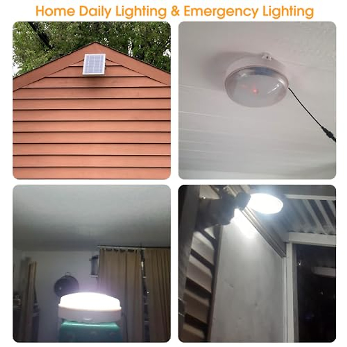 SunBonar Solar Lights Indoor Home Intelligent Solar Ceiling Light with Remote, Cool White/Warm White 1000Lumen Outdoor Solar Shed Light with ON/Off Switch for Barn, Porch, Patio, Carpot, Chicken Coop