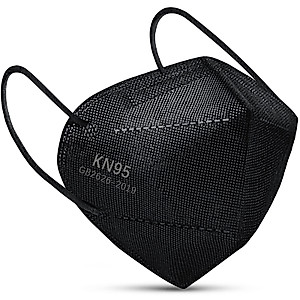 Boncare KN95 Face Masks 50 Pack, Black, 5-Layer Disposable Face Masks, Breathable and Comfortable