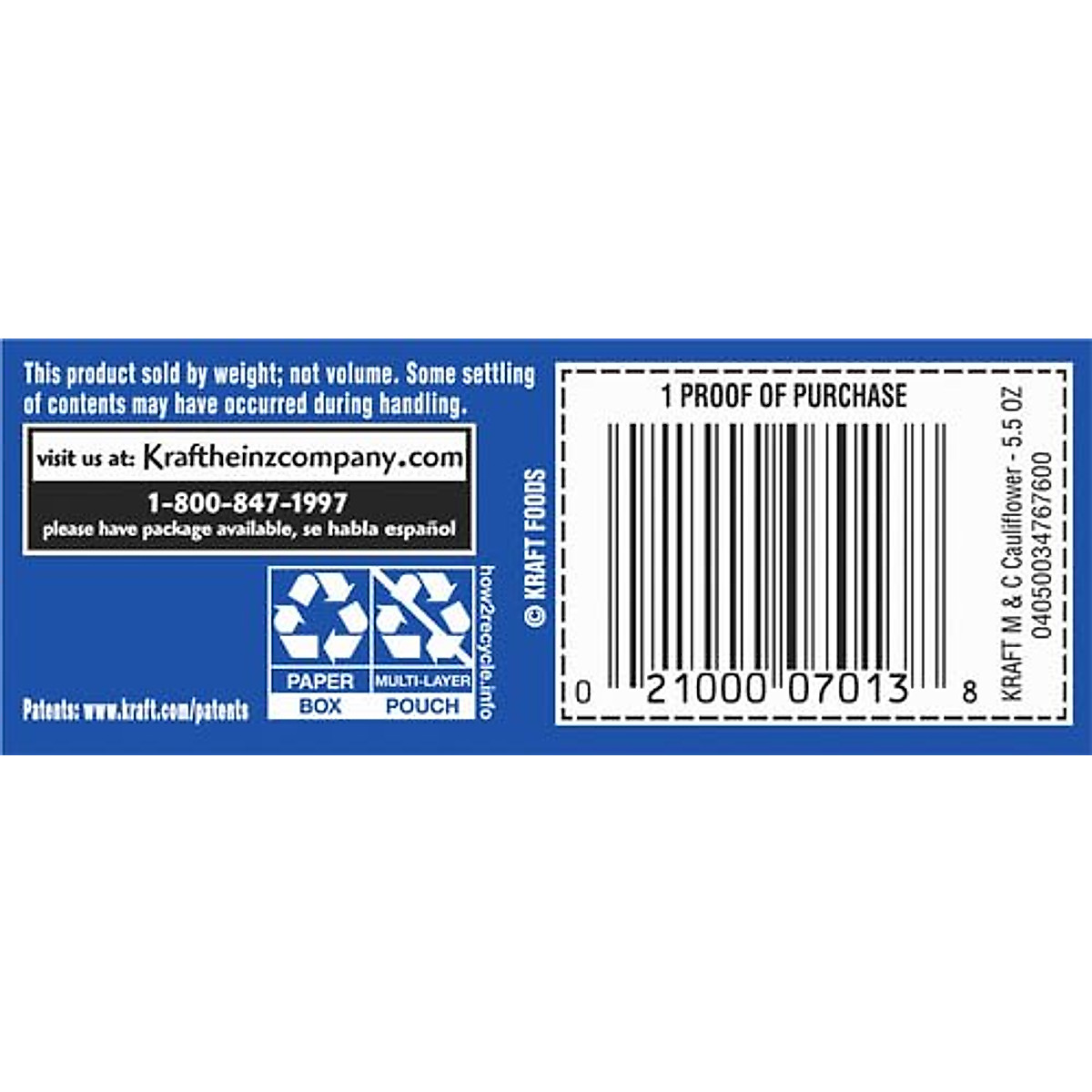 Kraft Original Macaroni & Cheese Dinner with Cauliflower Added to the Pasta (5.5 oz Box)