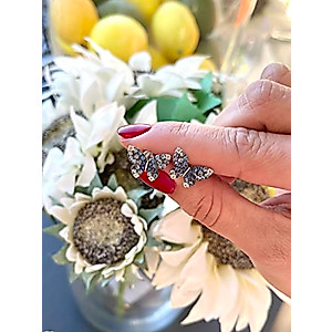 LE VIAN 1 2/5 Carat White and Blue Sapphire Butterfly Stud Earrings for Women in 14k White Gold Studs with Push Back