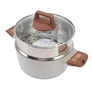 Stock Pot Rapid Heating Prevent Home Aluminum Alloy From Sticking Prevent Sticking Transparent Lid (Soup Pot 20cm/7.9in and Steam Basket)