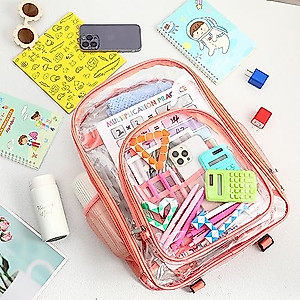 Sadnyy 12 Pcs Clear Backpack Bulk Heavy Duty Stadium Approved Transparent Bookbag PVC See Through Bag for School Work Concert(Multicolor)