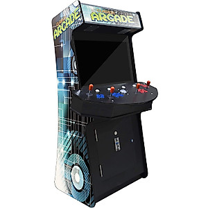 Creative Arcades Slim Full Size Stand-Up Commercial Grade Arcade Machine | 4 Player | 3500 Games | 32" LCD Screen | 4 Sanwa Joysticks | Trackball | 2 Stools Included | 3 Year Warranty