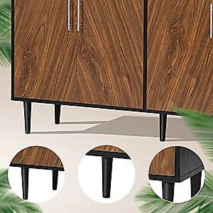 Black Sideboard Buffet Cabinet, 58’’ Buffet Cabinet with Storage, Black Sideboards and Buffets with Doors, Mid Century Sideboard with Doors, Modern Credenzas with Adjustable Shelf for Living Room