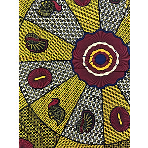 Patchwork Design African Guaranteed Wax Block Prints Fabric/African Ankara Wrapper Fabric Wax Fabrics /-Sell by 6 Yards-100% Cotton-for Dresses-Golden-Yellow, Red, White, black,Dark-Blue,